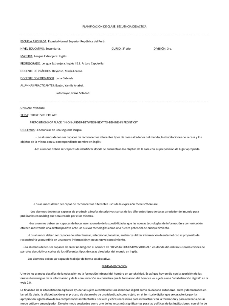 Planificacion de Clase Tics | PDF | Literatura | Tecnología de información y comunicaciones