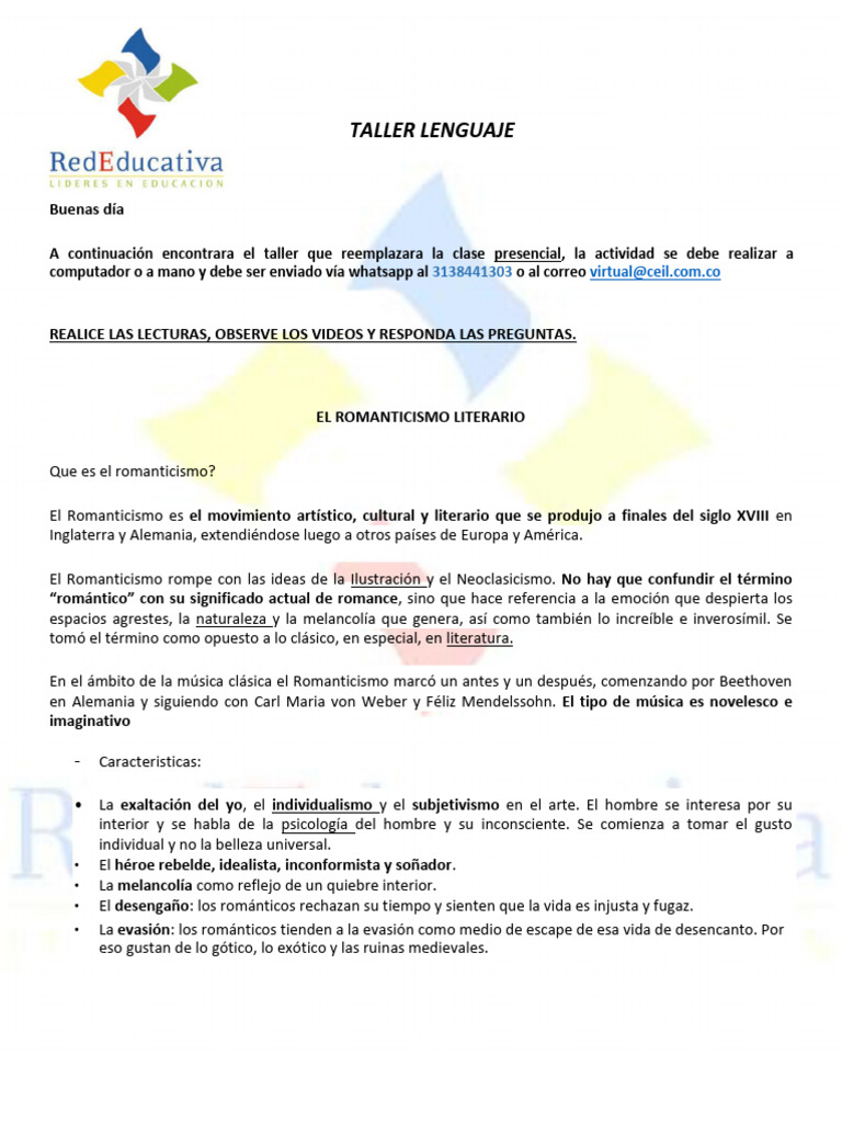 Taller Tipo ICFES Lenguaje 2 | PDF | Romanticismo