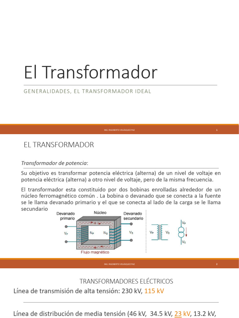 2.1 El transformador- Generalidades- T Ideal 1 | PDF | Transformador | Inductor