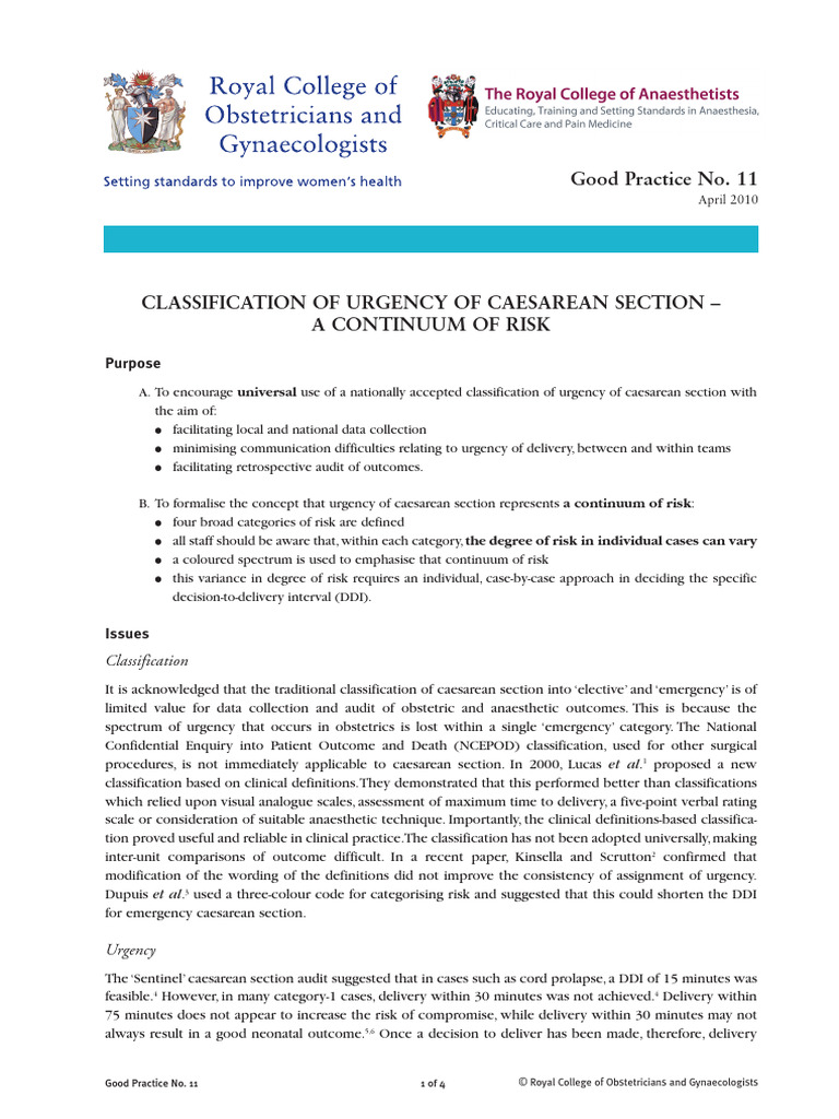 Urgency Classification for Caesarean Sections | PDF | Childbirth ...