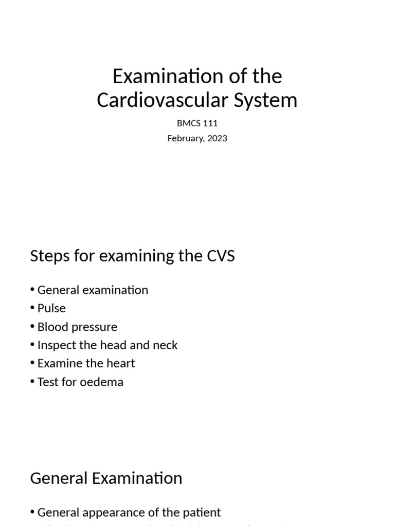 CVS Examination Steps Guide | PDF | Pulse | Heart