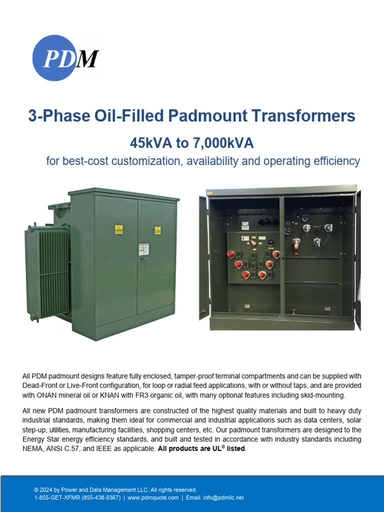 PDM - 3PH-Pad Mount Transformers - 4000kVA Cut Sheet v2 | PDF ...