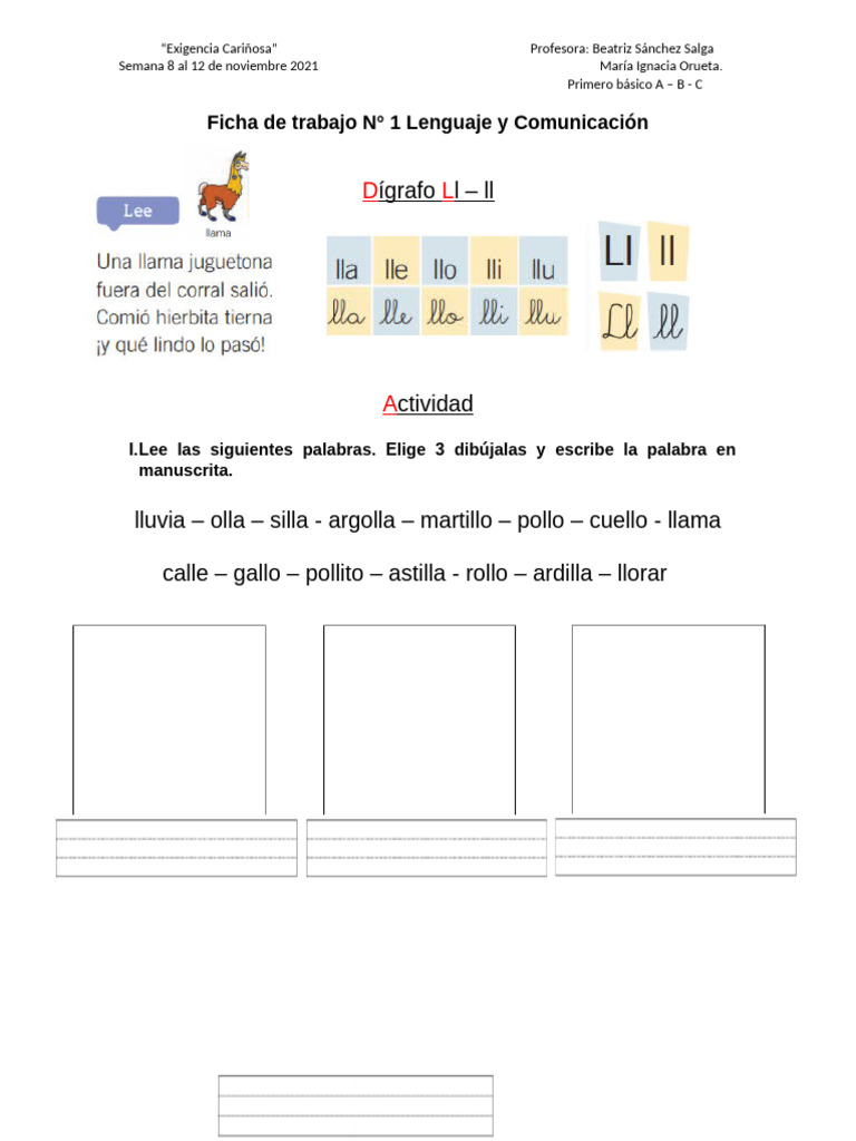 Dígrafos, LL y CH - 10-11-2021 | PDF