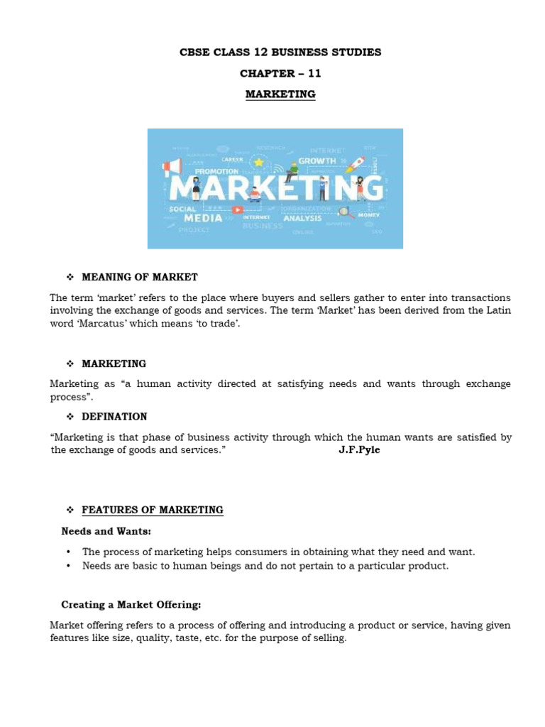 Business Studies Notes Ch. 11 | PDF | Marketing | Sales