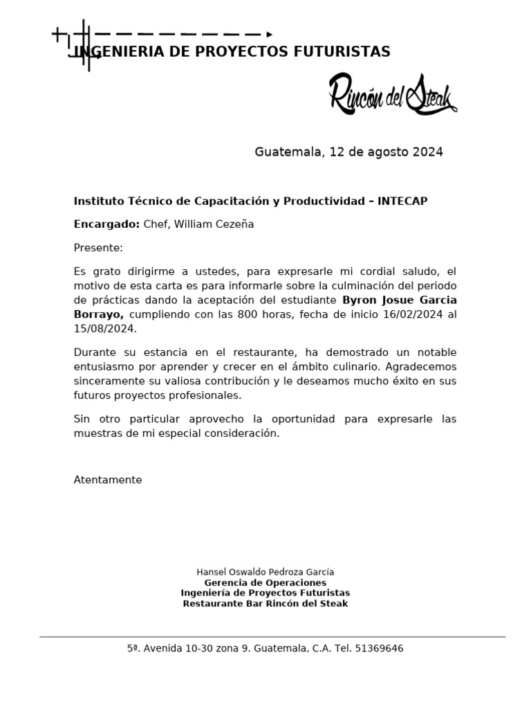 Carta para Practicante | PDF