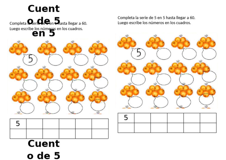 Ficha Conteo de 5 en 5 Hasta 60 | PDF