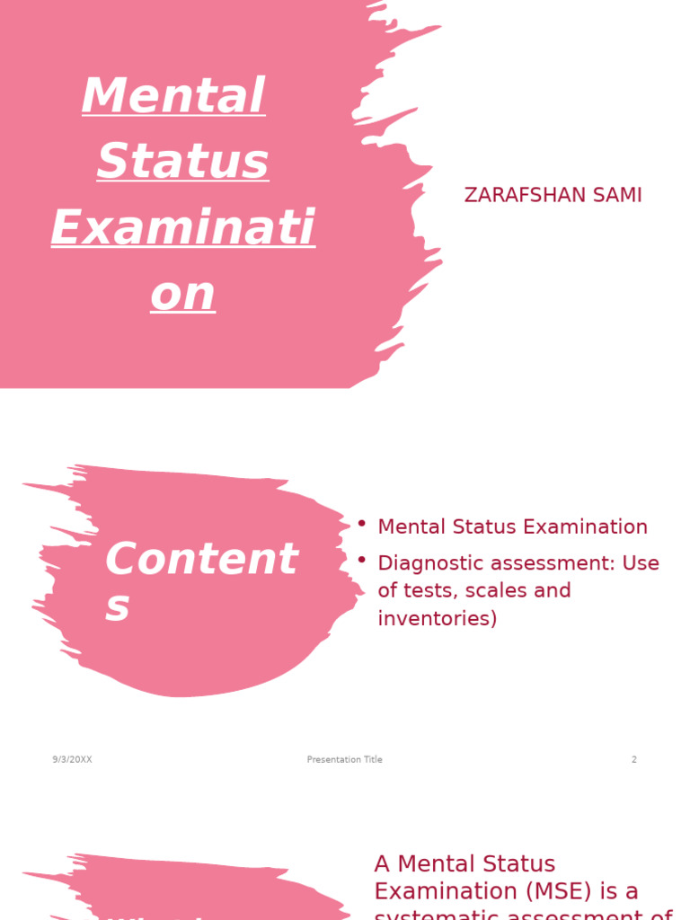 Lecture 07 Mental Status Examination | PDF | Medical Diagnosis | Mind