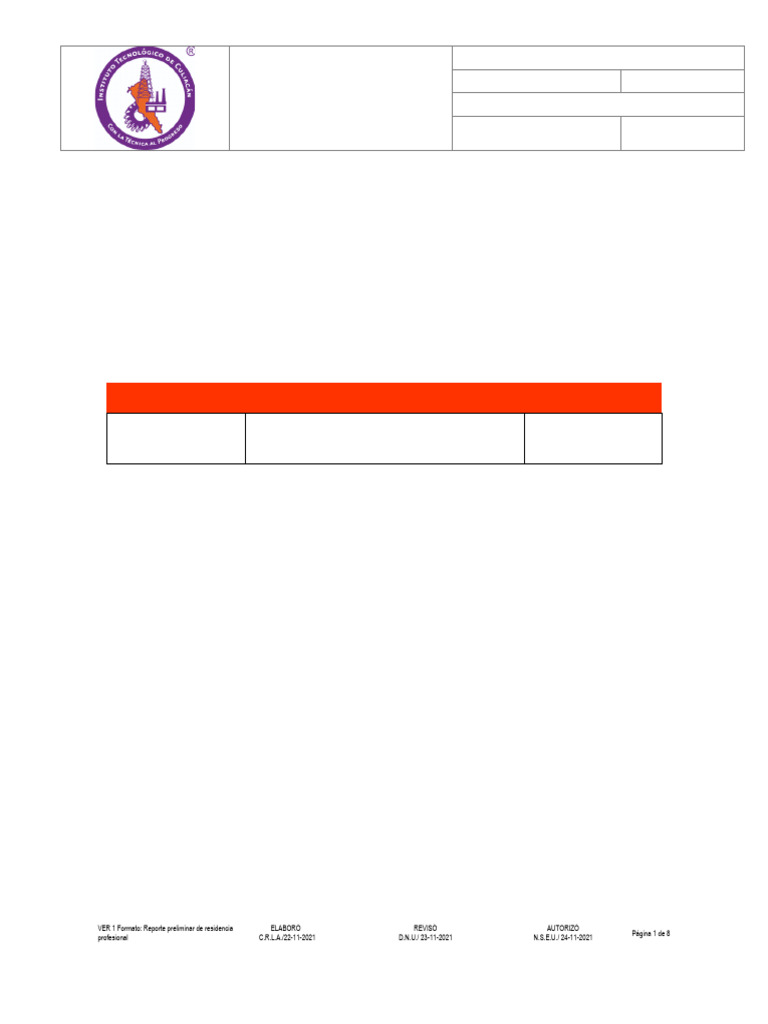 SIG-CA-F-50-01-Formato de Reporte Preeliminar Francisco Felix 17171107 | PDF | Diseño ...