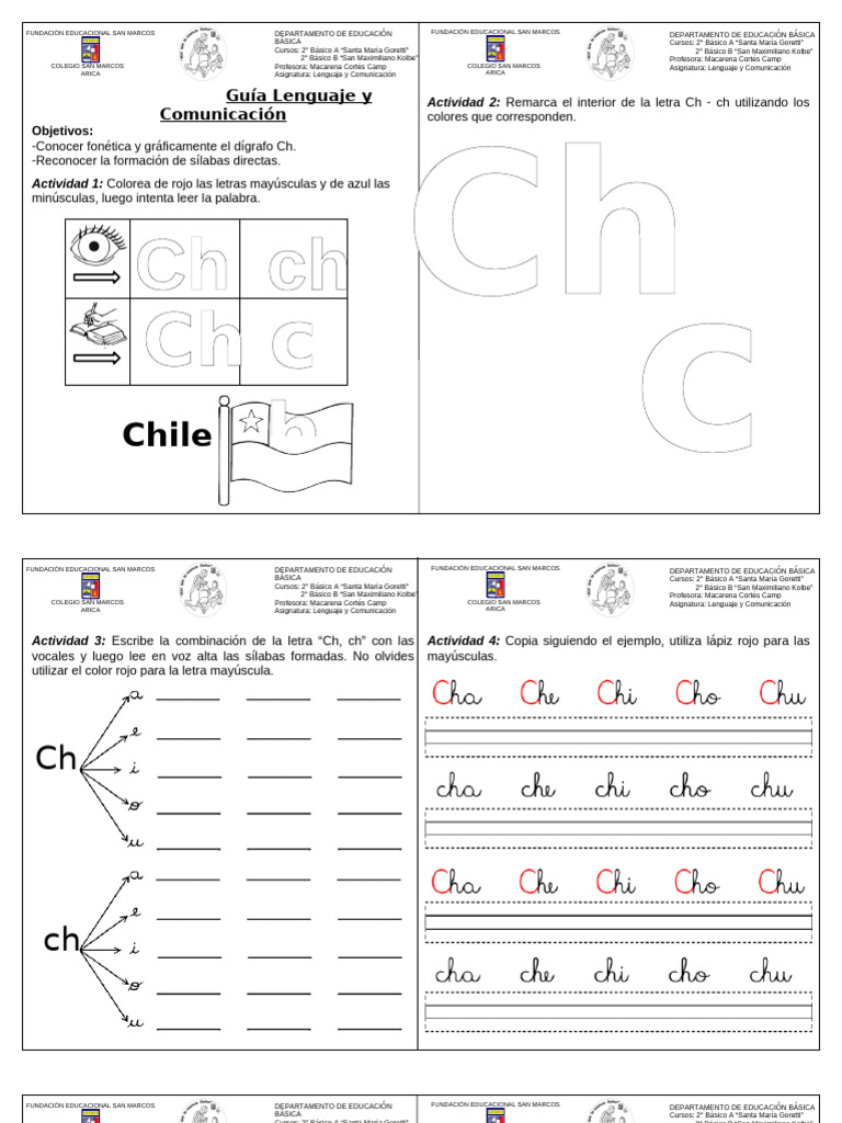 Guía N°26 Dígrafo CH | PDF | Caso de carta | Escritura