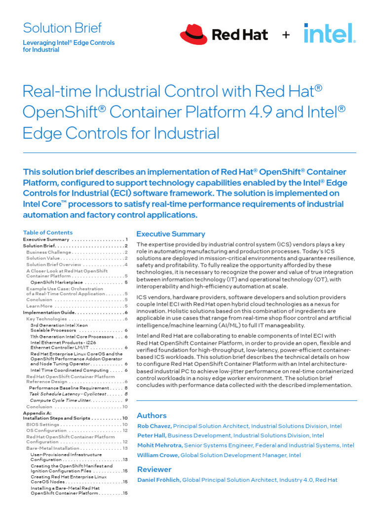 Real-Time Industrial Control With Red Hat® Openshift® Container ...