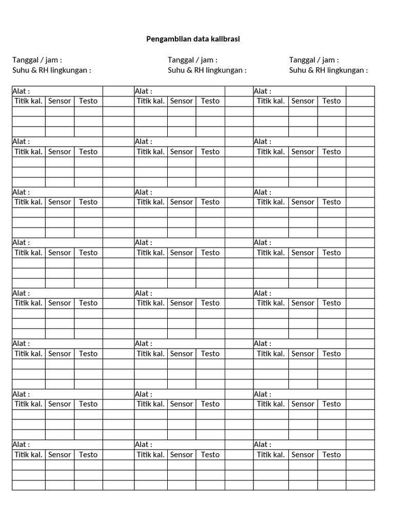 Lembar Pengambilan Data Kalibrasi | PDF
