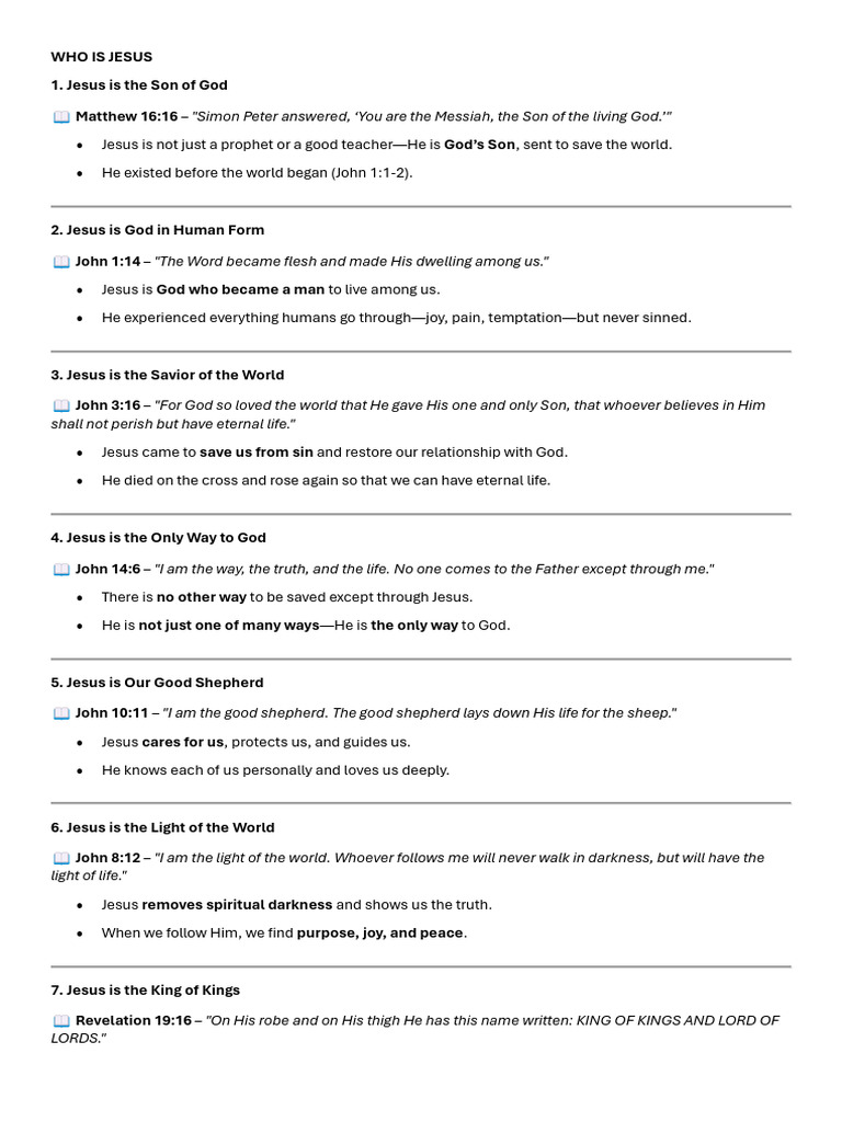 Who Is Jesus 11 February 2025 First Day | PDF | Jesus | Gospel Of John