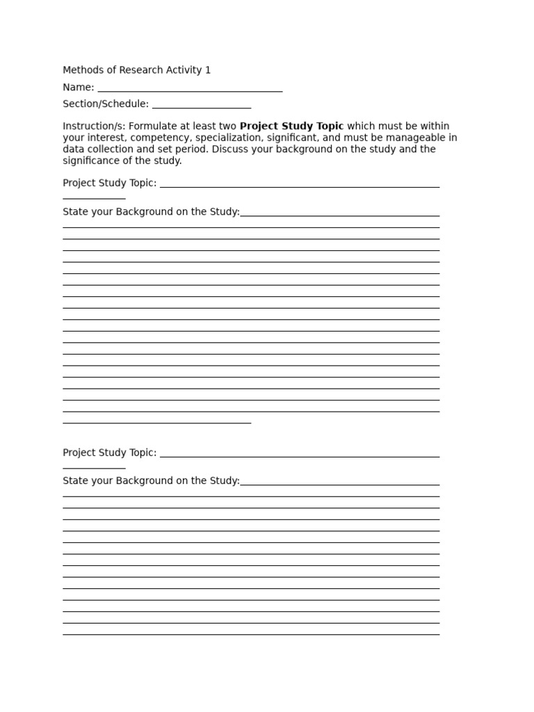 Methods of Research Activity 1 1 | PDF