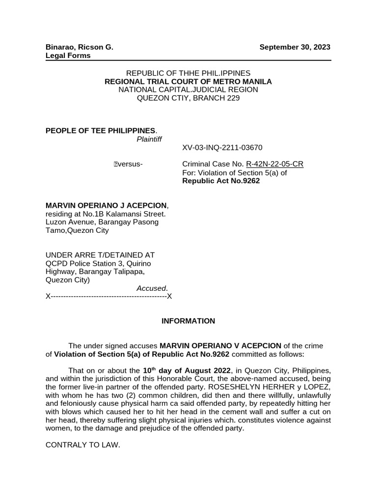 Information Assignment in Legal Forms | PDF | Domestic Violence | Stalking