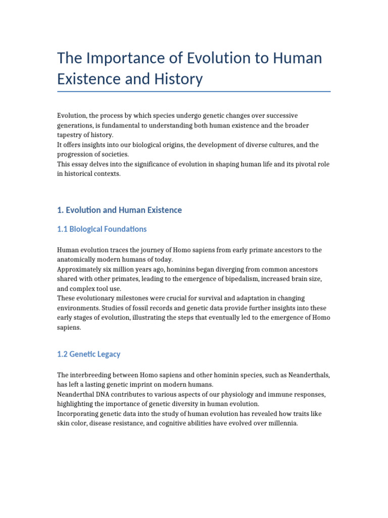 Evolution's Role in Human History | PDF | Evolution | Human