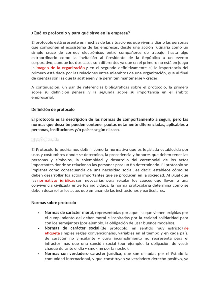 2 TP MATERIAL DE APOYO Qué Es Protocolo y para Qué Sirve en La Empresa | PDF | Institución