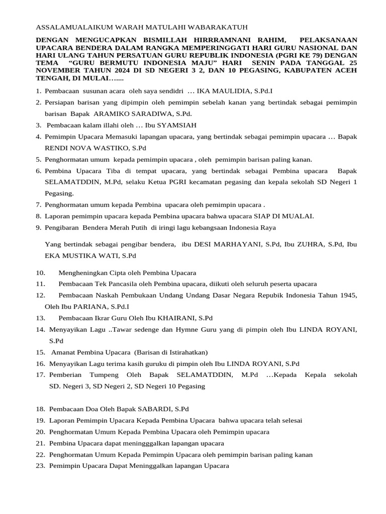 susunan acara hari guru | PDF