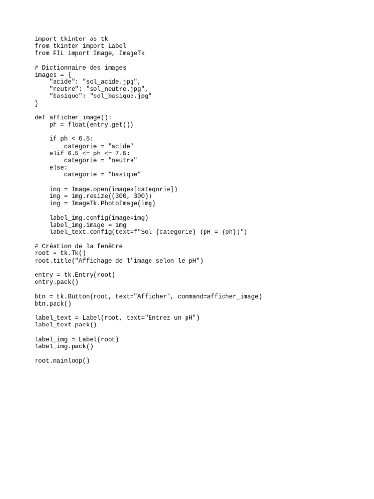pH Image Display with Tkinter | PDF