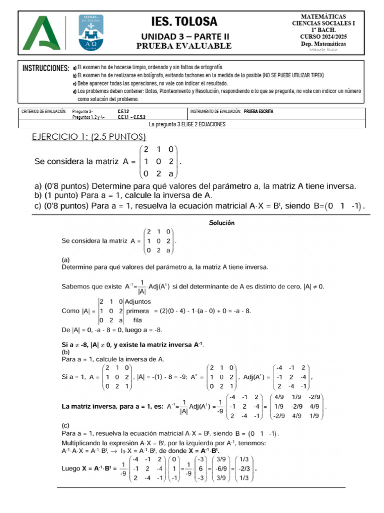 EXAMEN UD3-parte III - Soluci N | PDF | Matemáticas