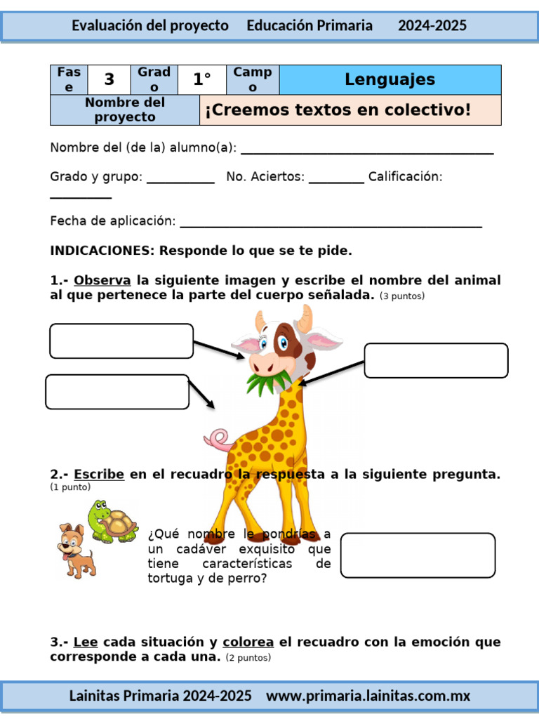 1er Grado Marzo - Examen 05 Creemos Textos en Colectivo (2024-2025 ...