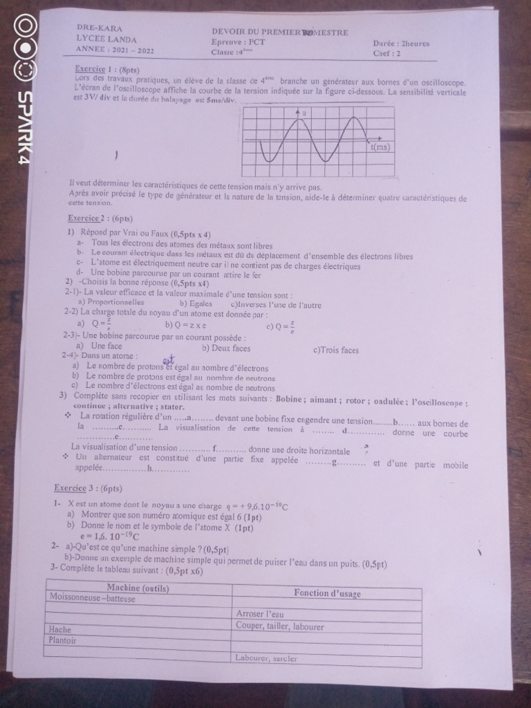 Pct 4eme 1er Trimestre | PDF