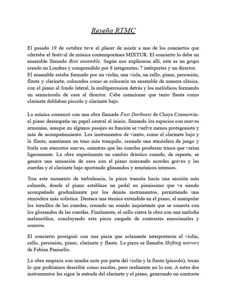 Reseña RTMC | PDF | Clarinete | Piano