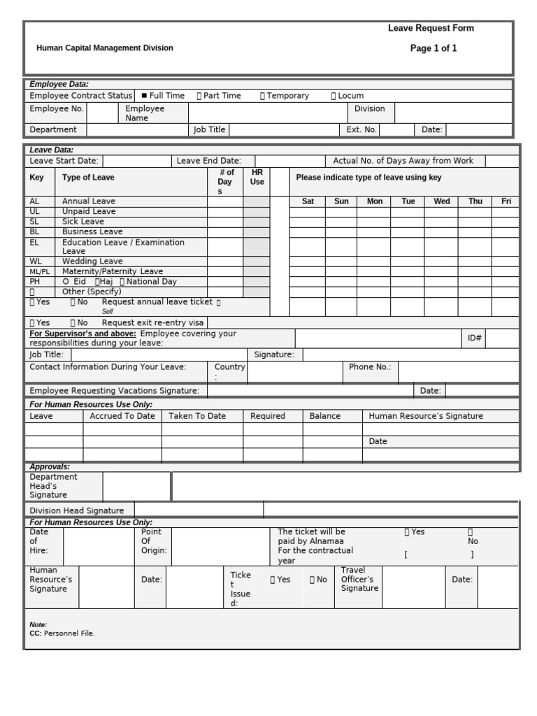 Travel Leave Request Form | PDF | Employment | Human Resources