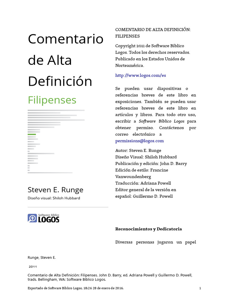 Steven E. Runge - Filipenses - Comentario Alta Definicion | PDF | Pablo ...