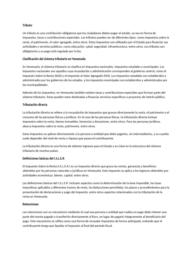Retenciones Tributo | PDF | Impuestos | Impuesto sobre la renta