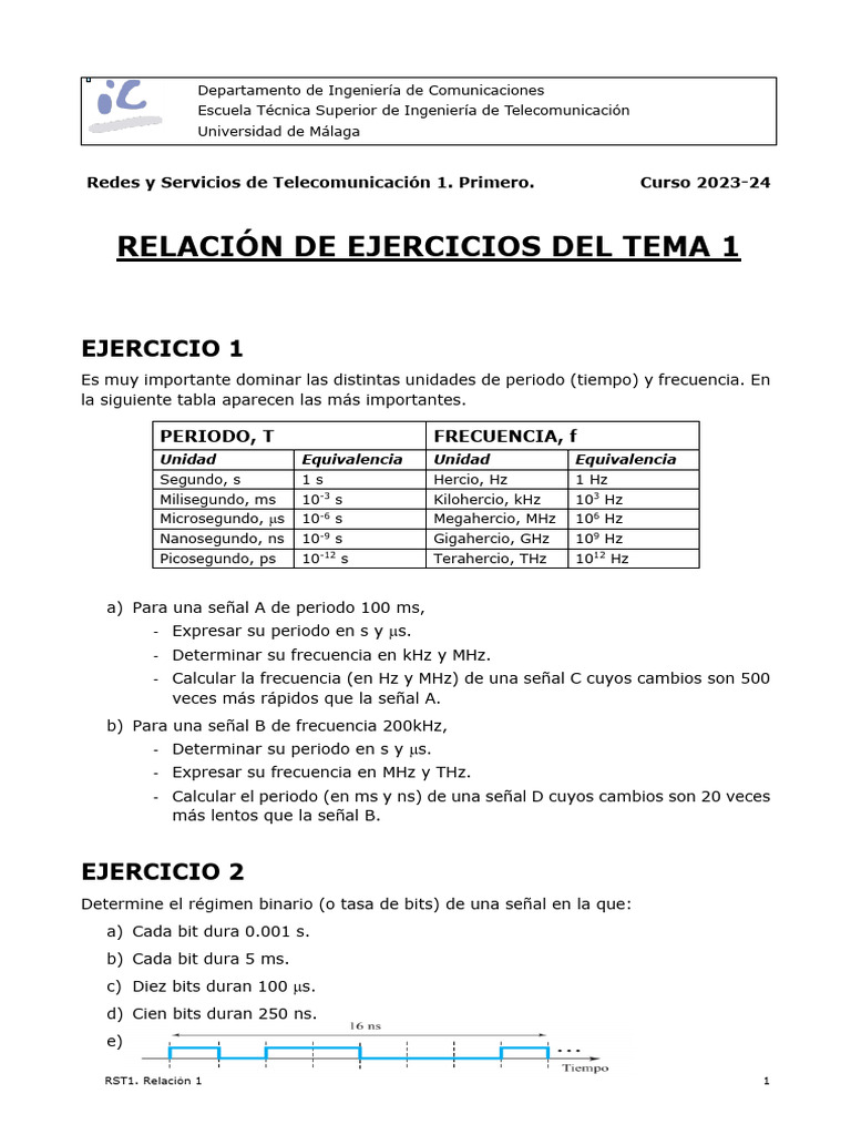 Ej T1 RST1 Prim v2 | PDF | Hertz | Televisión de alta definición