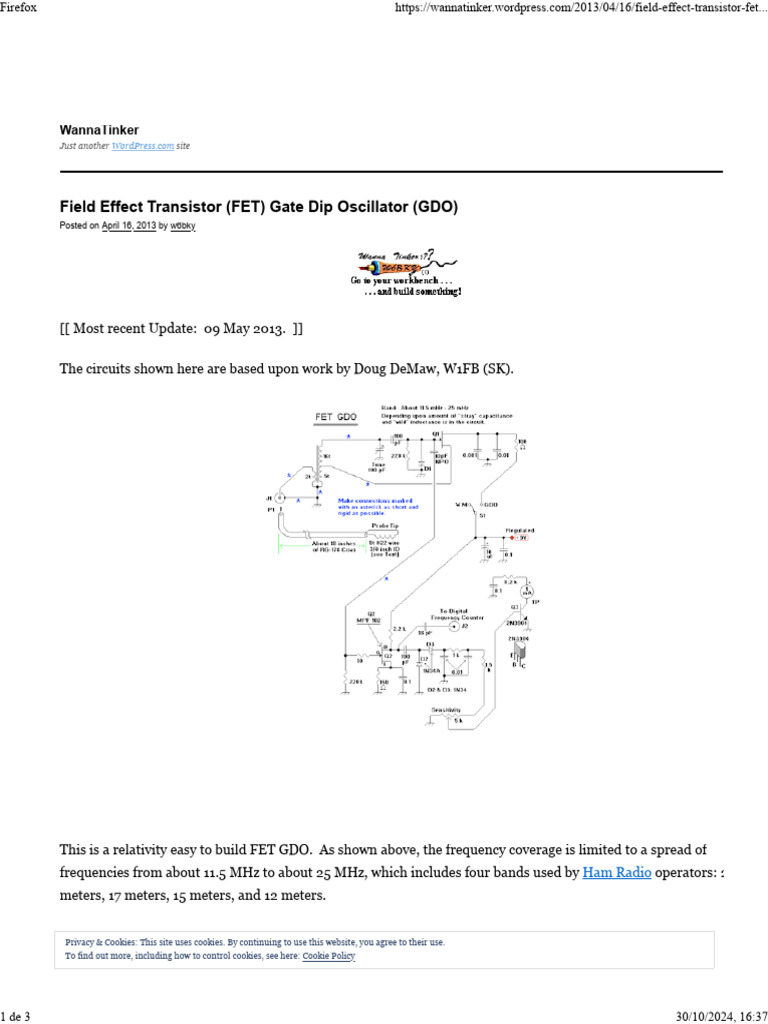Field Effect Transistor (FET) Gate Dip Oscillator (GDO) _ WannaTinker | PDF | Computer ...