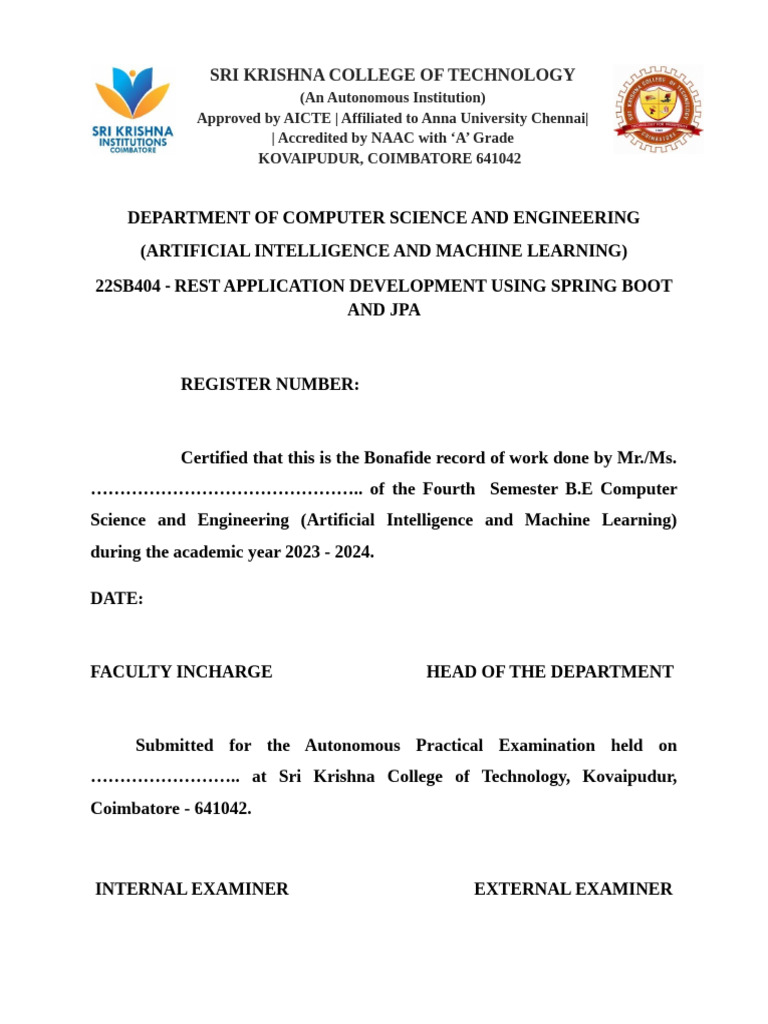 1 Front Page Bonafide | PDF