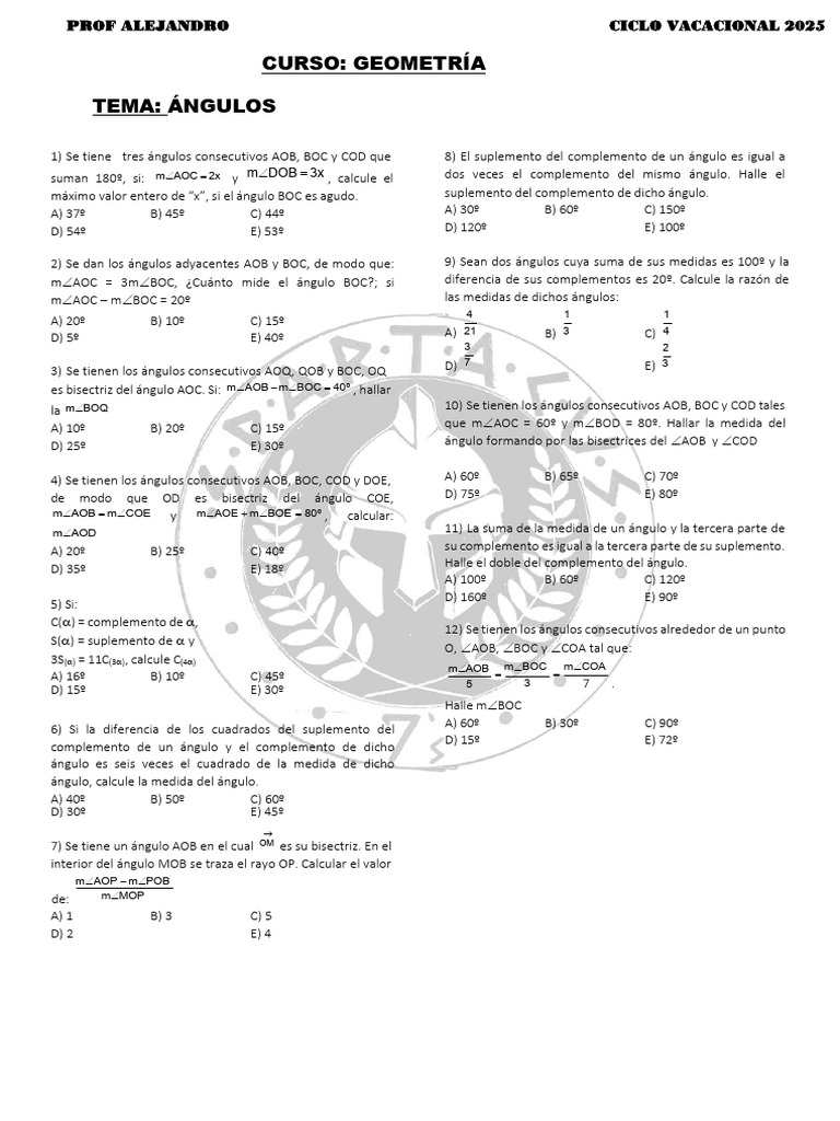 Clase 2 de Vacacional | PDF | Geometría Elemental | Geometría euclidiana