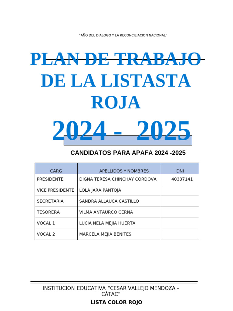 Plan de Trabajo Apafa 1 - 1 | PDF | Enseñando