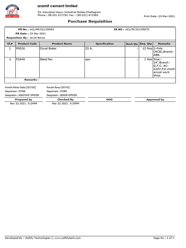 Purchase Requisition | PDF