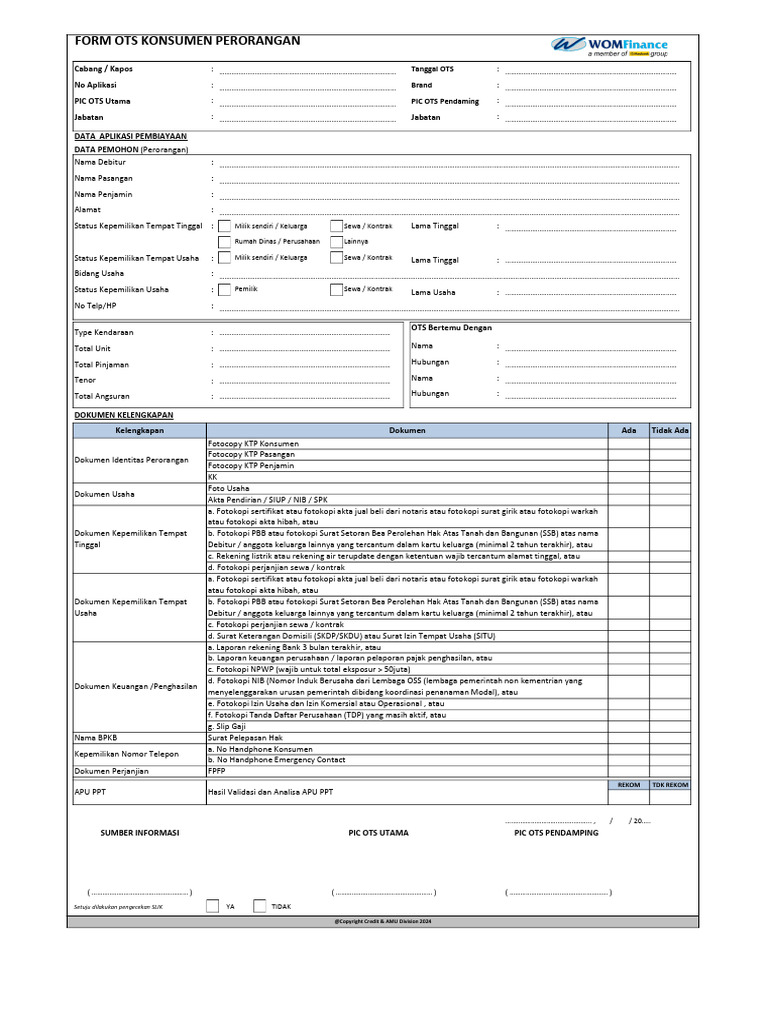 Form OTS - Perorangan | PDF