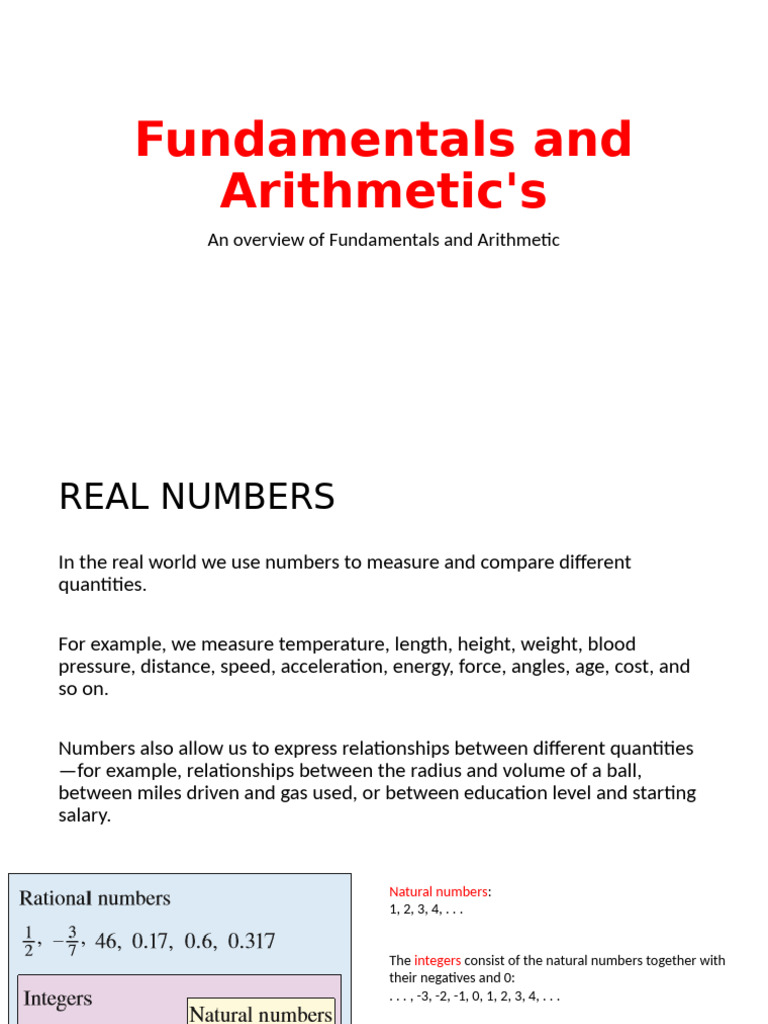 Fundamentals and Arithmetic's | PDF | Numbers | Exponentiation