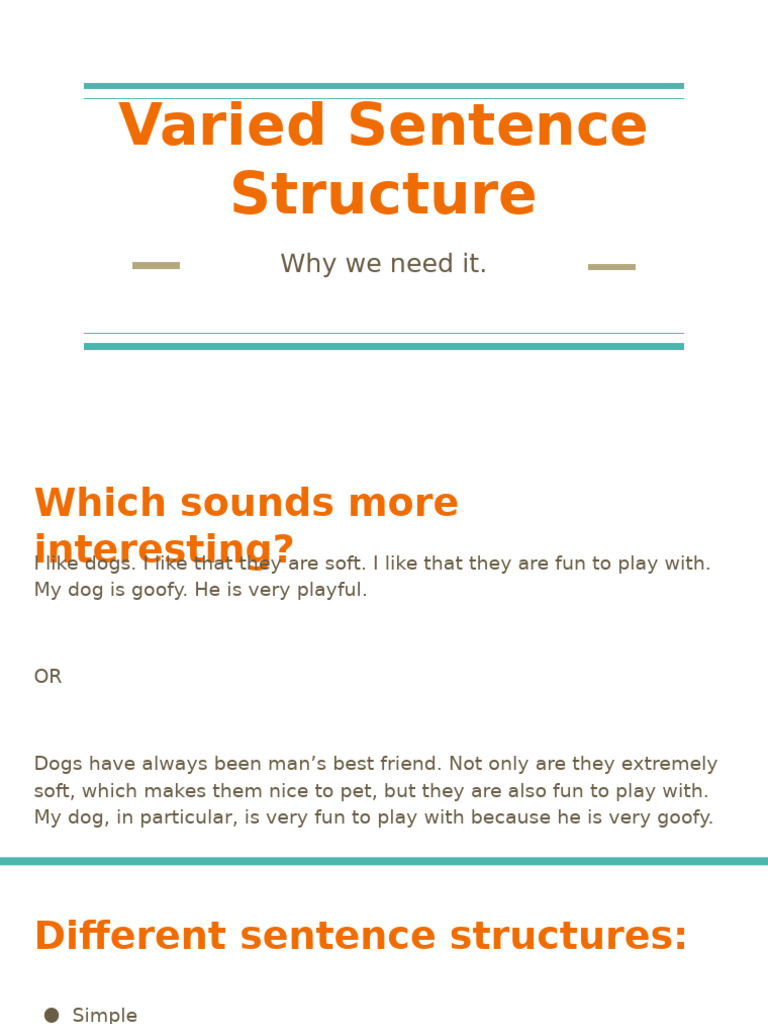 Varied Sentence Structure | PDF | Sentence (Linguistics) | Semantics