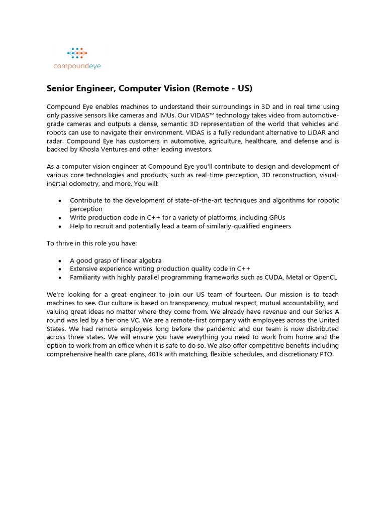 Compound Eye - Senior Engineer | PDF