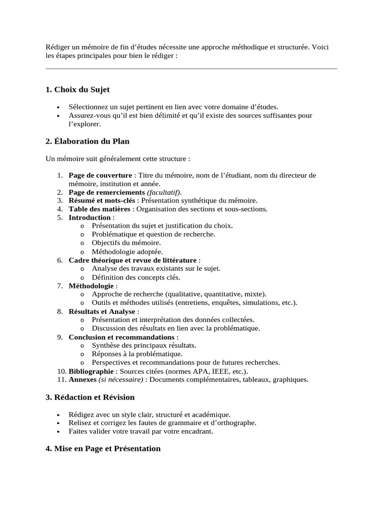 Guide de rédaction d'un mémoire académique | PDF