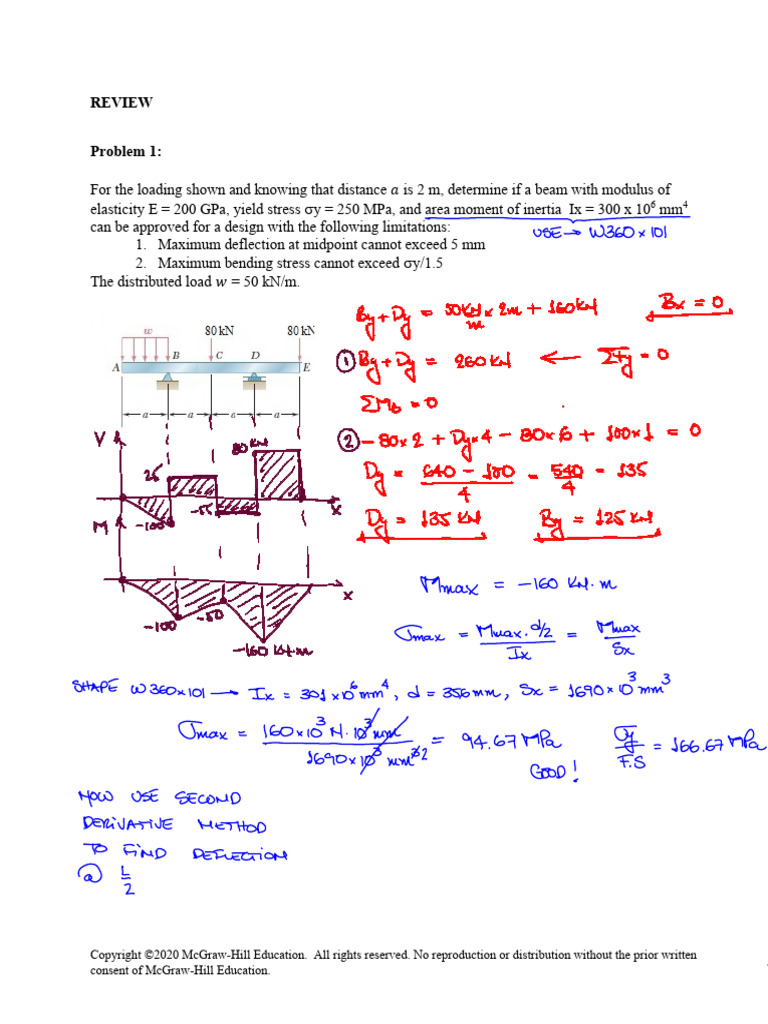 REVIEW-Exam 2-Deflection On Beams | PDF