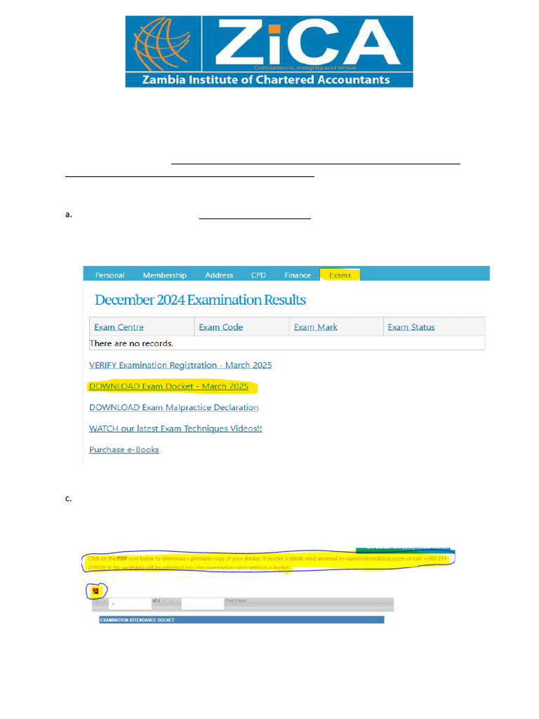 Notice of March 2025 Examinations Docket | PDF
