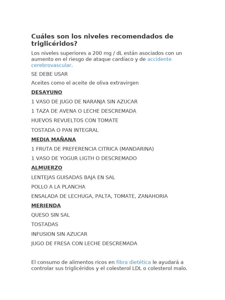 Cuáles Son Los Niveles Recomendados de Triglicéridos | PDF