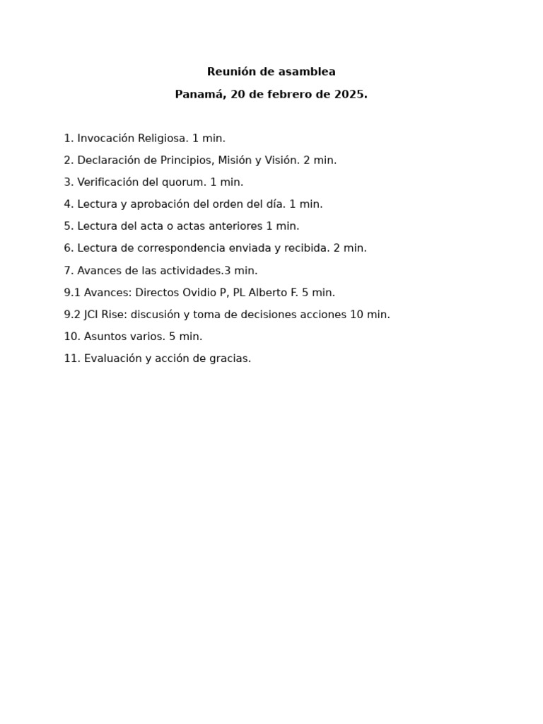 Reunión de Asamblea - 02-20-25 | PDF