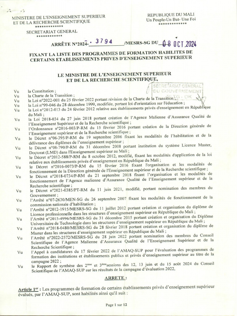 Arrete Habilitation 2022 | PDF