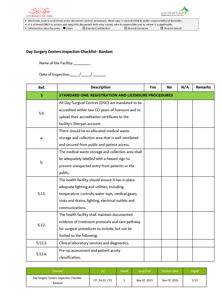 Day Surgery Centers Checklist- Random 2023317272 | PDF | Surgery ...