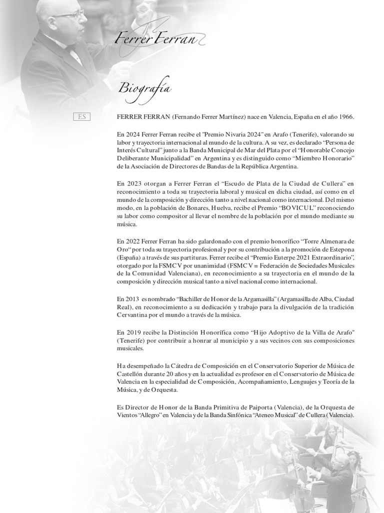 Ferrer Ferran - Biografia Completa | PDF | Entretenimiento | Música clásica