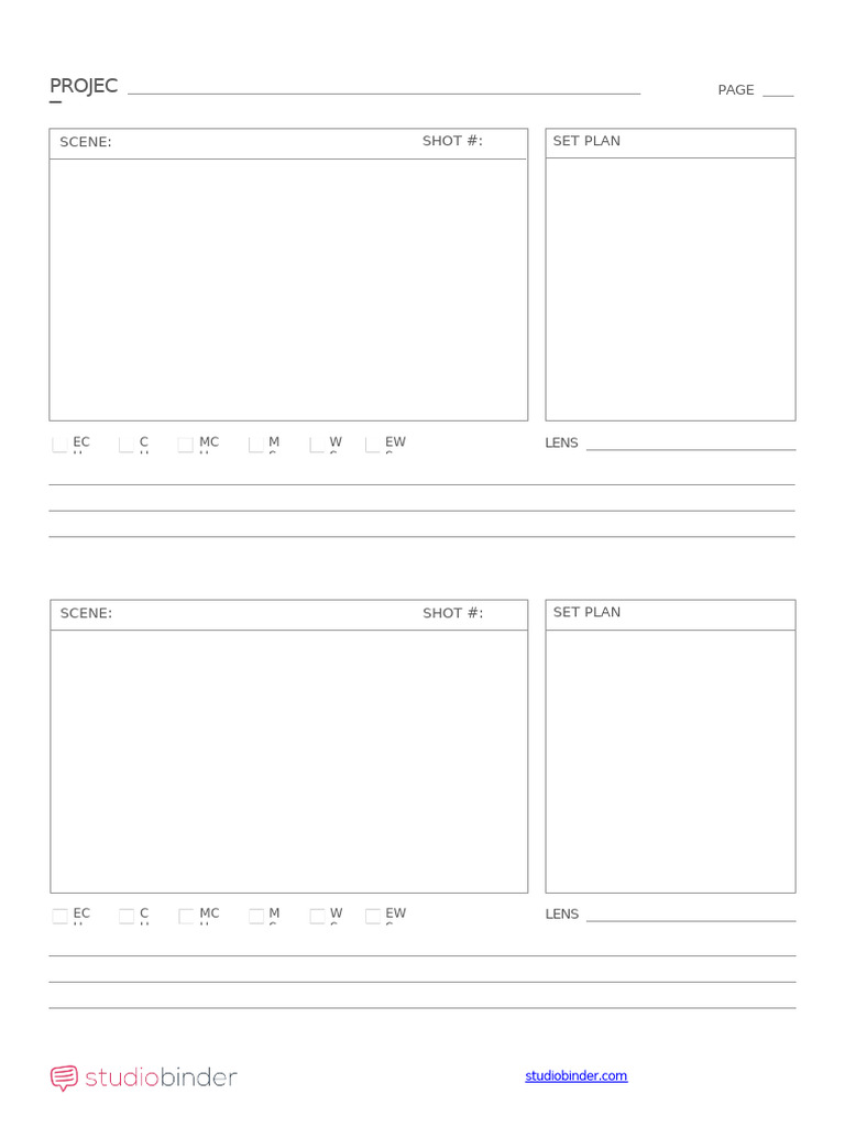 A4 Storyboard Template - 2-Panel - Portrait - StudioBinder | PDF