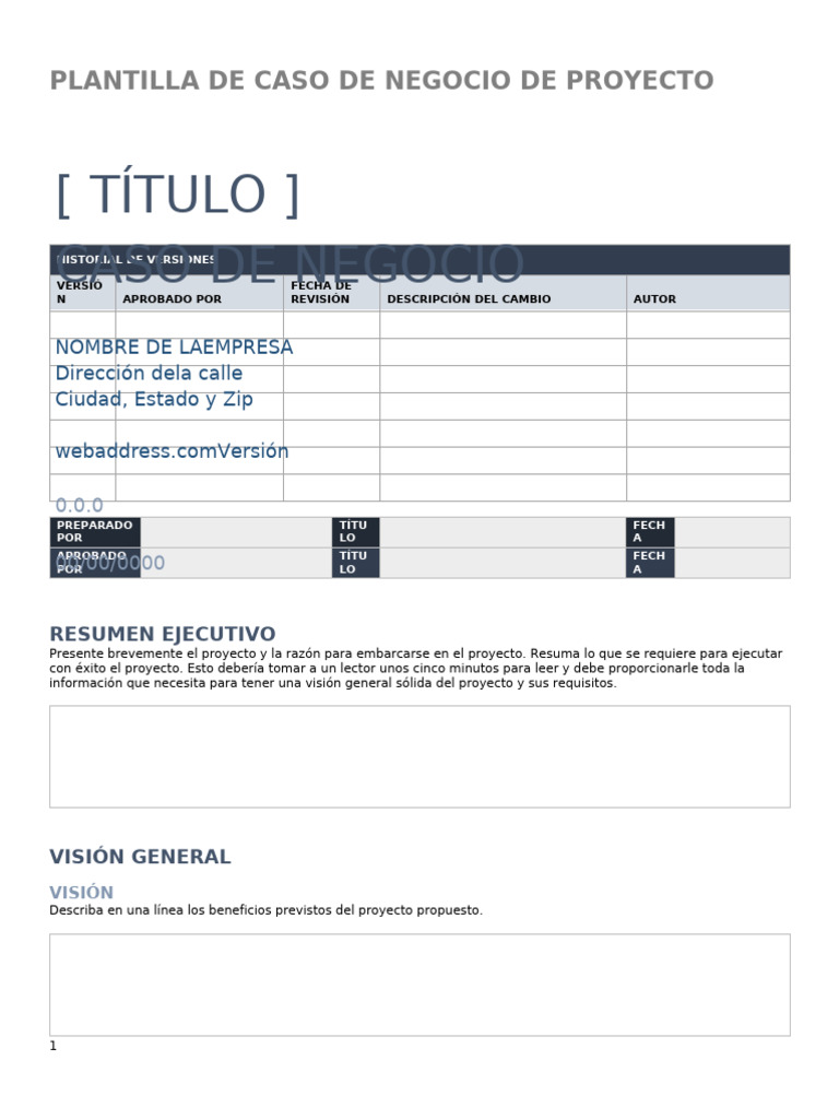 IC-Project-Business-Case-Template-27043_WORD_ES | PDF | Presupuesto ...