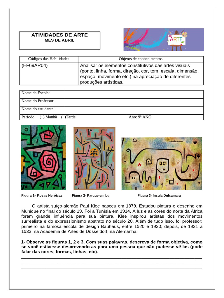 Atividades de Arte com Linhas e Formas | PDF | Desenho | As artes